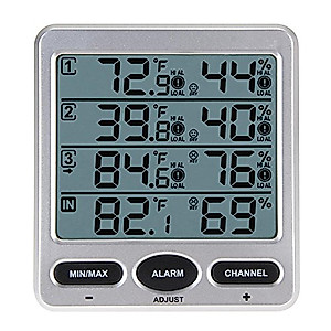 Ambient Weather WS-10 Wireless Indoor/Outdoor 8-Channel Thermo-Hygrometer with Three Remote Sensors