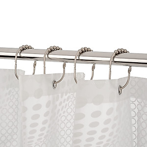 Amazer Shower Curtain Rings, Shower Curtain Hooks Rust-Resistant Shower Curtain Rings Hooks for Bathroom Shower Rod Curtains, Matte Nickel, Set of 12