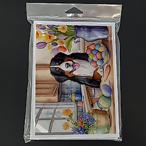 Caroline's Treasures DAC6762GCA7P Decorating Easter Bernese Mountain Dog Greeting Cards Pack of 8 Blank Cards with Envelopes Whimsical A7 Size 5x7 Blank Note Cards