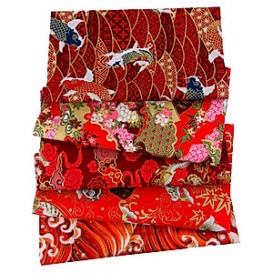 ACCOCO 5PCS Cotton Craft Fabric Bundle Squares Patchwork,20" x 20"Inch (50x50cm) Colorful Japanese Style Cotton Wrapping Cloth Squares Quilting Sewing Patchwork Fabric,DIY Scrapbooking Artcraft
