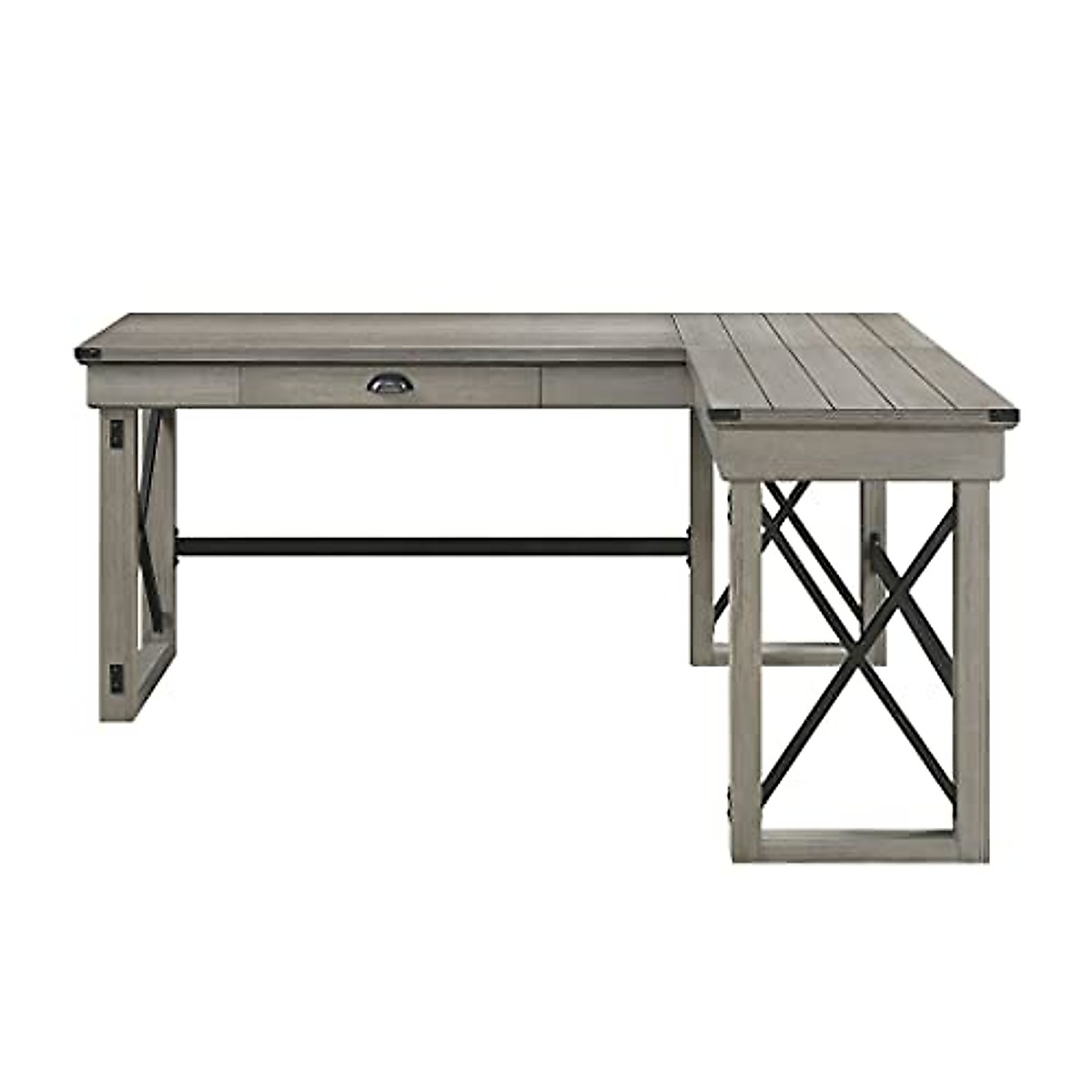 Knocbel Industrial L-Shaped Writing Desk with Storage Drawer and Lift Top, Home Office Workstation Corner Table Computer Desk, 67" L x 55" W x 30" H (Rustic Oak)