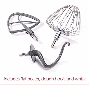 Wolf Gourmet High-Performance Stand Mixer, 7 qrt, with Flat Beater, Dough Hook and Whisk, Brushed Stainless Steel (WGSM100S)