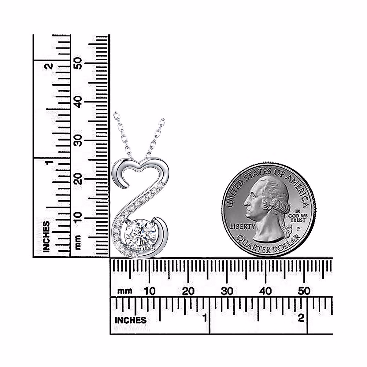 APOTIE Sterling Silver Open Heart Necklace - CZ Pendant Jewelry Gift for Mom Women