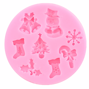ZiXiang Christmas Silicone Molds Xmas Fondant Molds Christmas Tree Snowflake Bells Gift Box Snowman Holly Leaves Silicone Molds For Cake Decorating Cupcake Topper Candy Chocolate Gum Paste Set Of 7