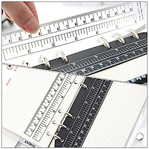 TOYANDONA Clear Binder 18Pcs Plastic Page Marker Snap- in Bookmark Binder Ruler for A5 A6 A7 Size 6- Hole Notebook Filler Planner Accessory Black Clear Multi- Function Planner Bookmark