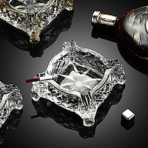 Paysky Ashtray, Large Glass Ashtray for cigarette cigar, Spuare Ashtrays 5x5 inch