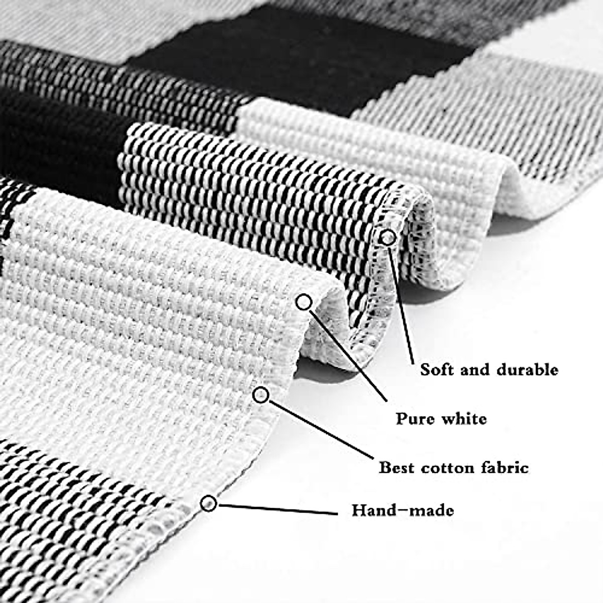 Ckorzen Cotton Buffalo Plaid Rug 3x5 ft Outdoor Black and White Check Rug Retro Lattice Checkered Rugs Reversible Woven Washable Front Porch Rugs for Layered Front Door Mats