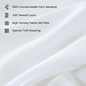 Rosecret Queen Size Duvet Cover Set,White Duvet Cover Queen Bedding Set Soft and Cooling,100% Viscose Derived from Bamboo,1 Duvet Cover 2 Pillowcases with Corner Ties,Button Closure,White(Full/Queen)