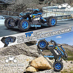 CROBOLL 1:12 Large Remote Control car for Boys Kids with Lifting Function,4WD RC Cars Electric Monster Truck Toy Gifts 4X4 Off-Road RC Rock Crawler 2.4GHz RC Truck with 2 Batteries(Blue)