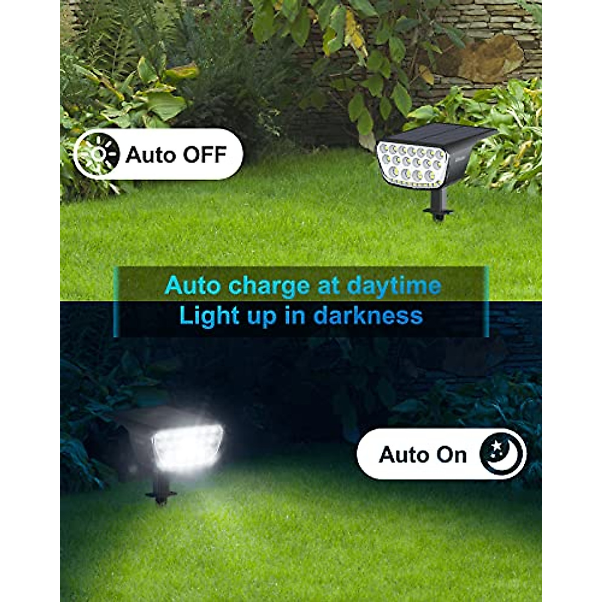 Xibolar Solar Spot Lights Outdoor [2 Pack], 32 LED Solar Powered Landscape Spotlights, IP65 Waterproof Solar Outdoor Lights, Auto On/Off 2 Modes Lighting for Yard Pathway Porch Patio(Cool White)