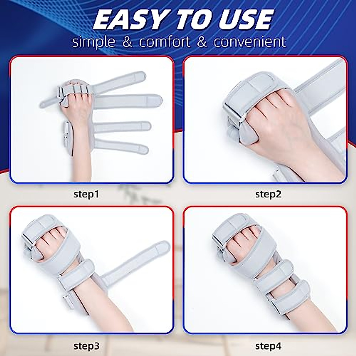 Fanwer Stroke Resting Hand Splint, Wrist Brace for Carpal Tunnel Support - Night Immobilizer Wrist Brace for Sleeping, 5 Straps Stabilizer - Helps Relieve Arthritis, Tendonitis, Carpal Tunnel Pain, Muscle Atrophy Rehabilitation