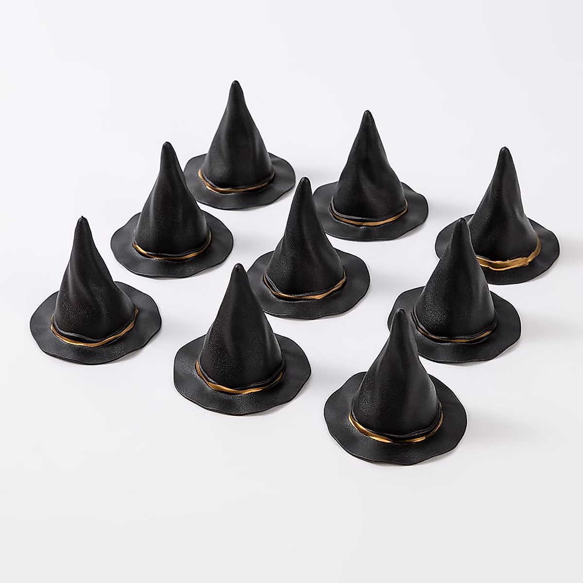 tiecawk 12Pcs Plastic Witch Hats Mini Halloween Witch Hats Wizard Hat for DIY Crafts Bottle Toppers Halloween Party Supplies (Black)