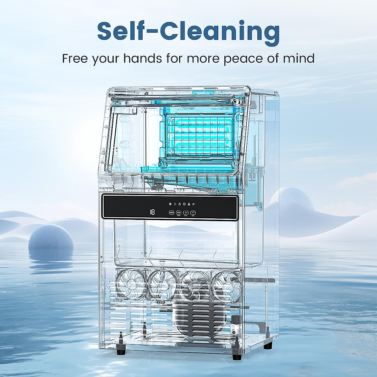 COWSAR Commercial Ice Make Machine100 lbs/24H, 45 Ice Cubes/Cycle Upgrade Stainless Steel Ice Maker with Self Cleaning& 48 Hour Timer for Bar/Cafe/Restaurant/Home, Under Counter Ice Machine