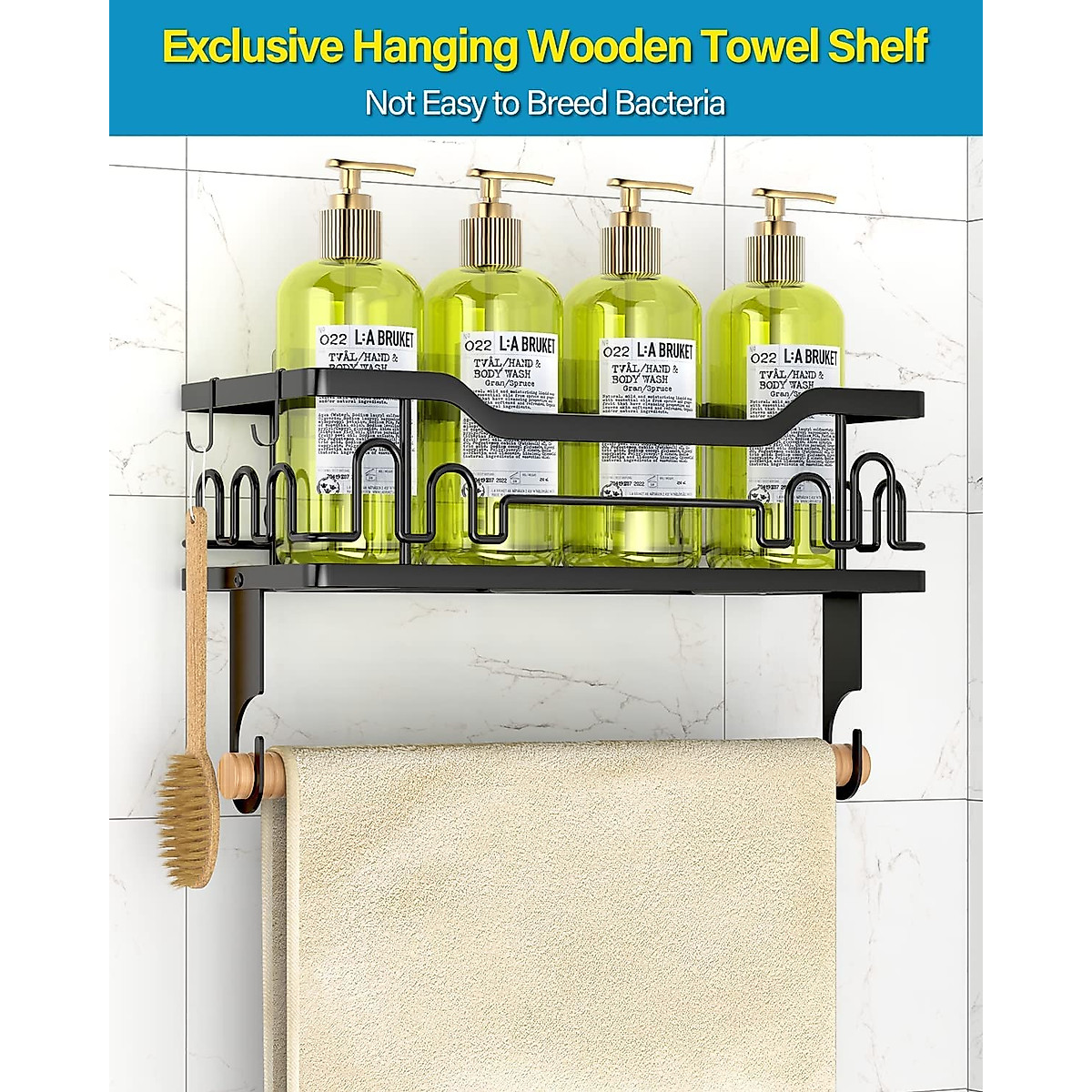 DILEASIR Shower Caddy Shower Organizer Set 5Pack Shower Shelf Adhesive Shower Shelves for Inside Shower with Soap Caddy Toothbrush Holder, Stainless Steel Bathroom Organizers Storage