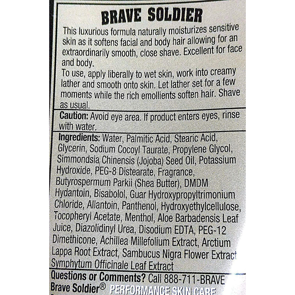 Brave Soldier, Brave Shave Ultimate Shaving Cream, Loaded with natural ingredients, safe for both men and women 6 fl. oz, 177ml