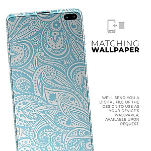 DesignSkinz Light Blue Paisley Floral Pattern V3 Protective Vinyl Decal Wrap Skin Cover Compatible with The Samsung Galaxy S20 (Screen Trim & Back Glass Skin)