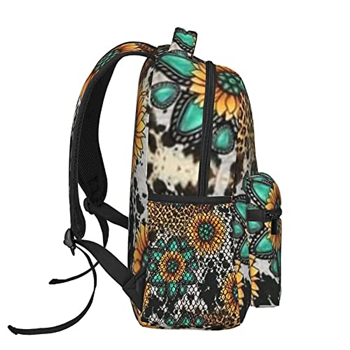 bzaxxqi Sunflower Cow Print Backpack Girls Women Teens Bookbag School Bags Casual Backpack Travel Cow Print Backpacks