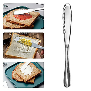 ALLOMN Butter Knife, Butter Knives, 3 in 1 Stainless Steel Butter Spreader, Spreader Slicer and Butter Curler Knife with Serrated Edge for Cutting and Spreading Butter Cheese Jam