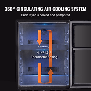 VEVOR 24” Wine Cooler, 46 Bottles Dual Zone Wine Refrigerator, Tempered Glass Door, Low Noise, Digital Temper Control, Built-in or Freestanding, ETL