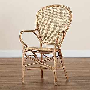 Baxton Studio Lalaine Dining Chair, One Size, Natural Brown