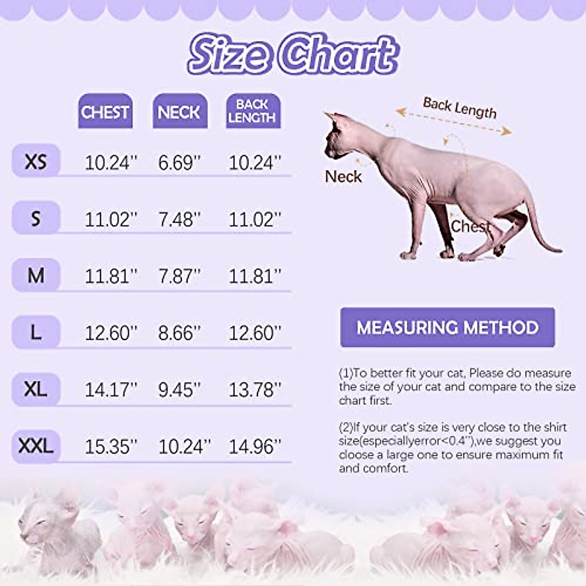 DENTRUN Sphynx Hairless Cats Shirt Pullover Kitten T-Shirts, Breathable Cat Wear Turtleneck Sweater Adorable Cat's Clothes Vest Pajamas Jumpsuit