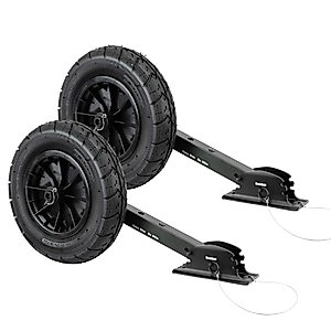 Seamax Deluxe Boat Launching Wheel System, Black Military Edition, 4 Positions and 4 Stages Removable and Adjustable Legs, 14" Pneumatic Wheels. Max Support Water Craft Weight 600Lbs