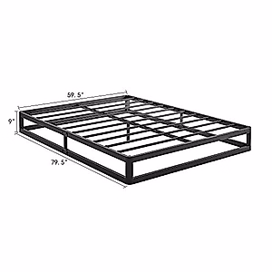 BIKAHOM Modern 9 Inch Metal Platform Bed Frame Queen with Heavy Duty Steel Foundation for Bedroom,Mattress Foundation,No Box Spring Needed,Sturdy Steel Structure