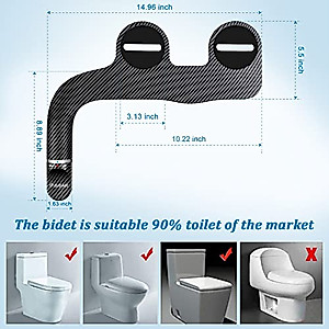 BIEAR Bidet Attachment For Toilet, Ultra-Slim Dual Nozzle Bidet Attachment Adjustable Water Pressure Non-Electric Fresh Cold Water Bidet Toilet Seat Attachment for Feminine and Posterior Wash