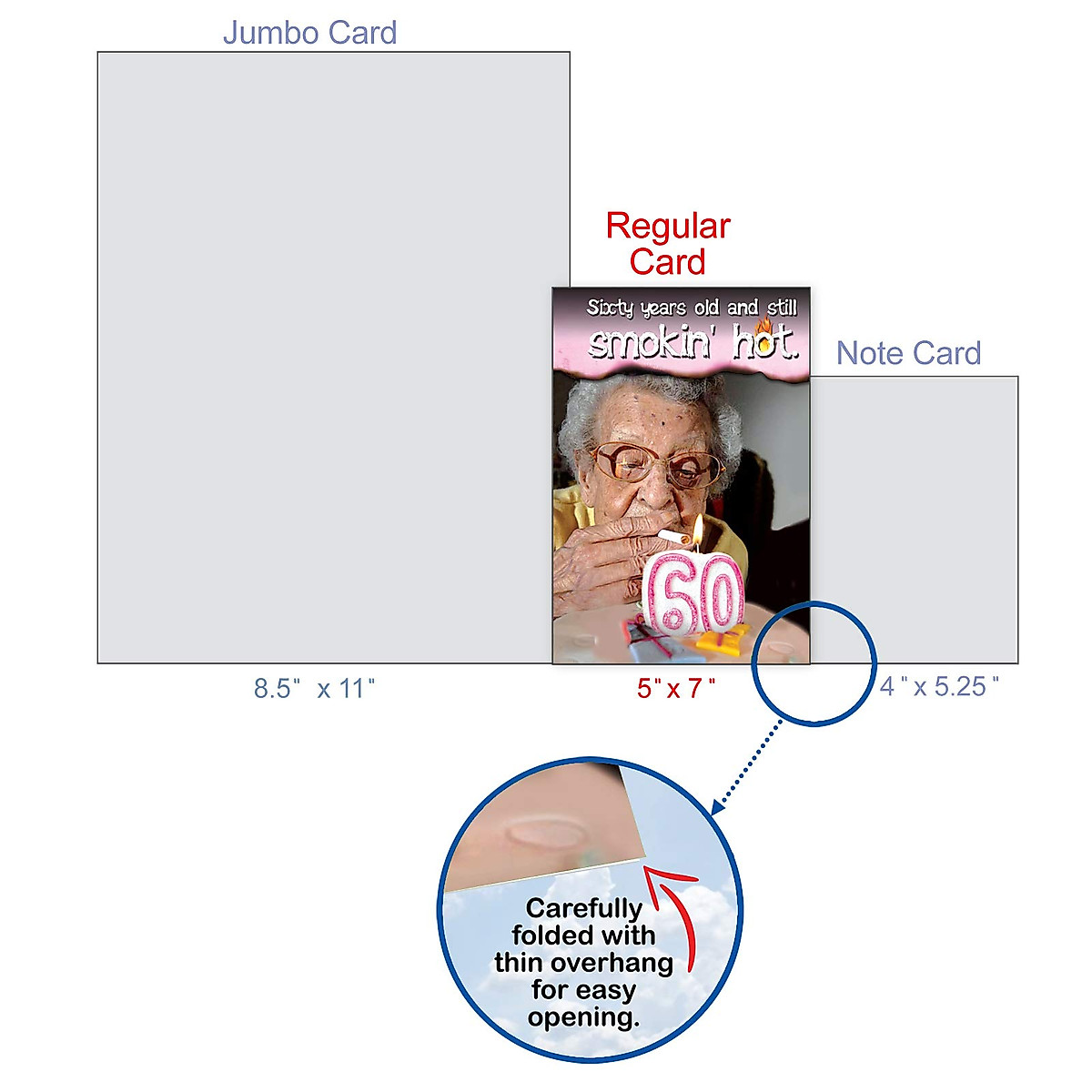 NobleWorks - Funny 60th Birthday Greeting Card - Women Grandma Humor Milestone, 60 Years Happy Bday Notecard with Envelope (1 Card) - Old and Hot 60 8012