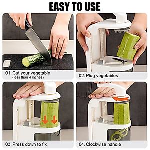 Badelite Vegetable Spiralizer 4-IN-1 Rotating Blade Veggie Spiralizer Zucchini Noodle Maker with Strong Suction Cup Spiral Vegetable Cutter Slicer - White