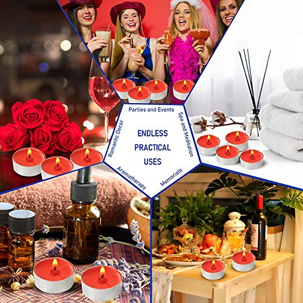 50Pack Tealight Candles,Unscented Tea Lights Candles, White, Smokeless, Dripless & 6Hours Burn Time Long Burning Paraffin Tea Candles for Home, Romantic Decor，Pool, Shabbat, Weddings & Emergencies