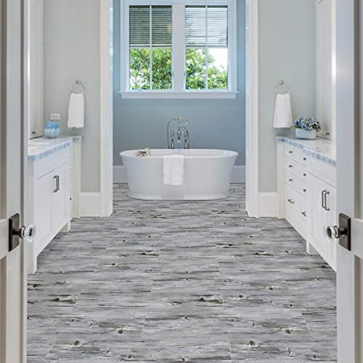 Peel and Stick Floor Tile Vinyl Flooring Peel and Stick Waterproof and Durable for Bathroom and Kitchen Self-Adhesive Vinyl Plank Flooring for DIY Installation 35 x 6 inch(10 PCS)