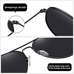 MEETSUN Aviator Sunglasses for Men Women Driving Polarized UV400 Protection Metal Frame(Black Frame-Gray Lens)