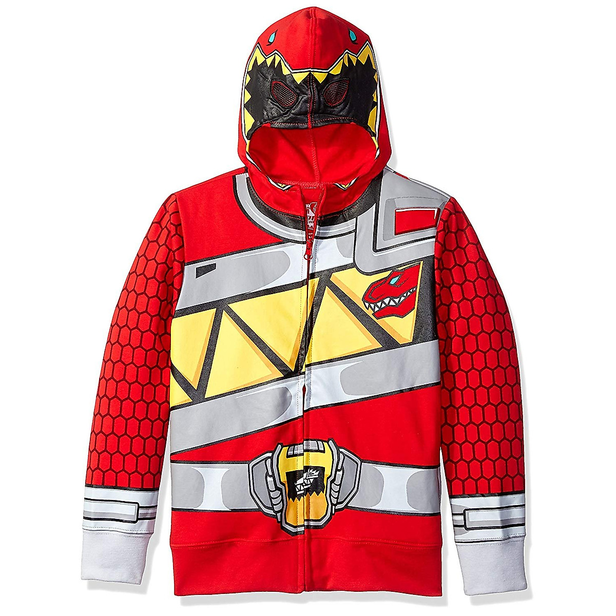 Power Rangers boys Red Ranger Costume Hoodie - Sizes 4-7 Saban T Shirt, Red, Medium US
