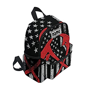 Glaphy Custom Kid's Name Backpack, American Flag Firefighter Toddler Backpack for Daycare Travel, Personalized Name Preschool Bookbags for Boys Girls