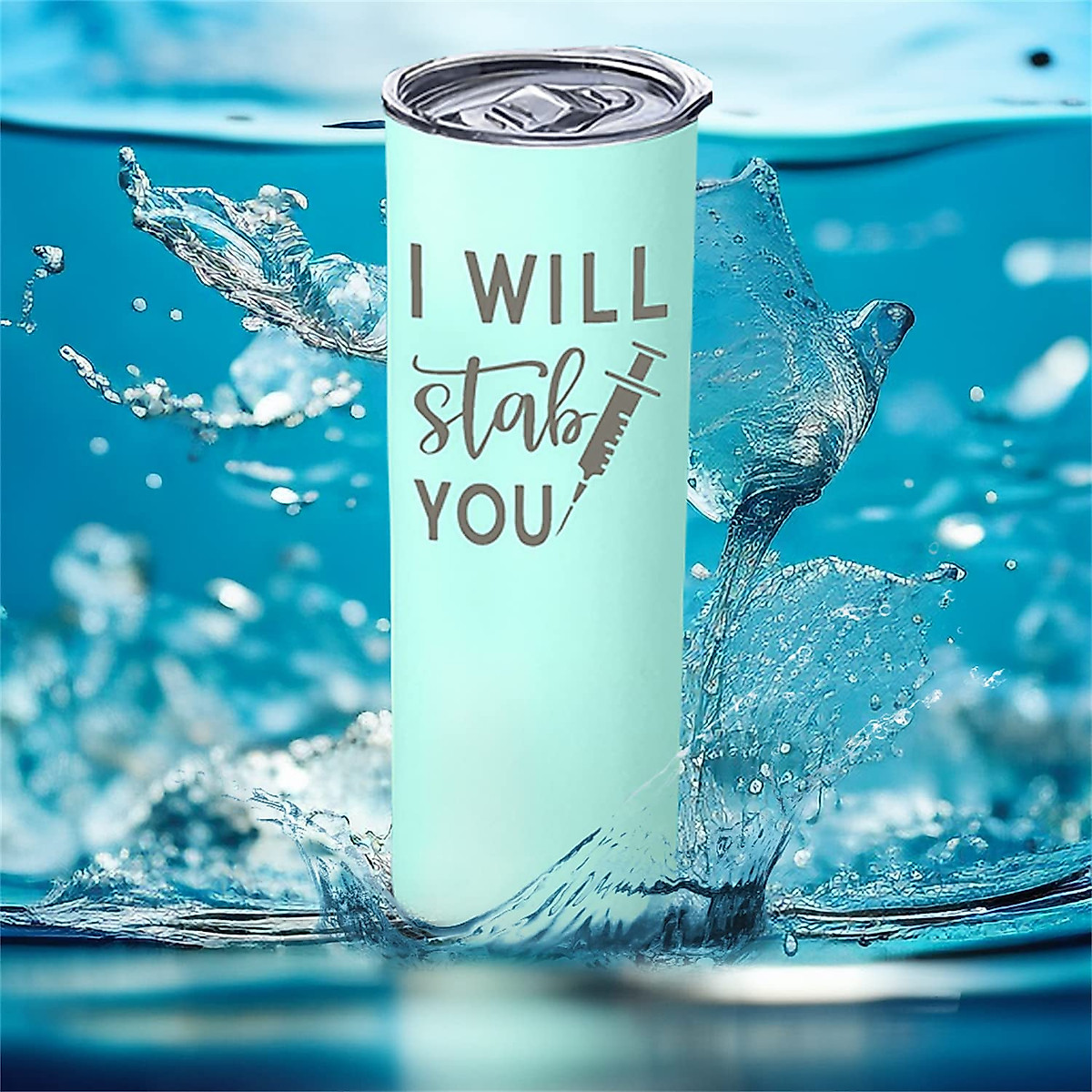 Nurse Gifts For Women Nurse Practitioner Retirement Gifts 20oz Funny Green Skinny Wine Tumbler Nurse Graduation Christmas Presents Bulk For School Student I Will Stab You Travel Cup With Straw