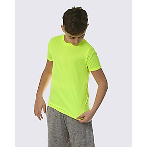 5 Pack: Boys Girls Active Athletic Quick Dry Dri Fit Short Sleeve T-Shirt Crew Neck Tops Teen Gym Undershirts Tees Youth Basketball Clothes Moisture Wicking Shirts-Set 11,Medium (8-10)