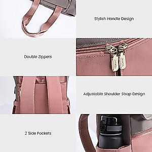 LOVEVOOK Backpack Purse for Women, Convertible Small Backpack Tote for Woman, Mini College Daypack for Work, Daily, Travel, 2pcs set, Pink-Grey