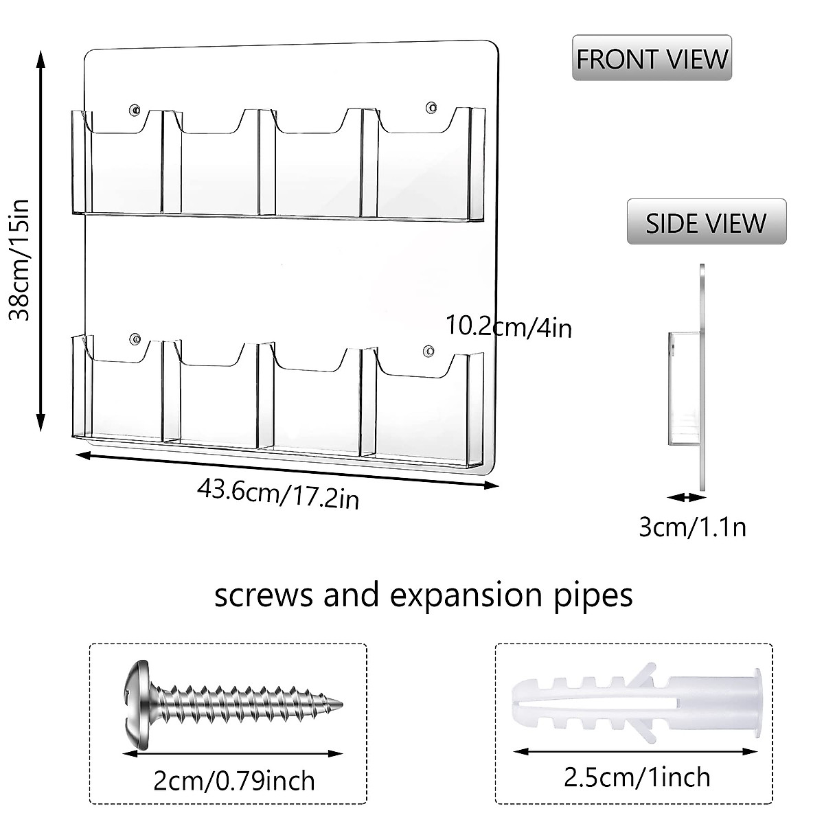 Eersida Acrylic Brochure Pamphlet Holder Brochure Display Stand Business Tri Fold Brochure Multi Slot Holder Rack Wall Mount Clear Pocket Space Saver for Flyer Literature Menu Advertise (8 Pockets)