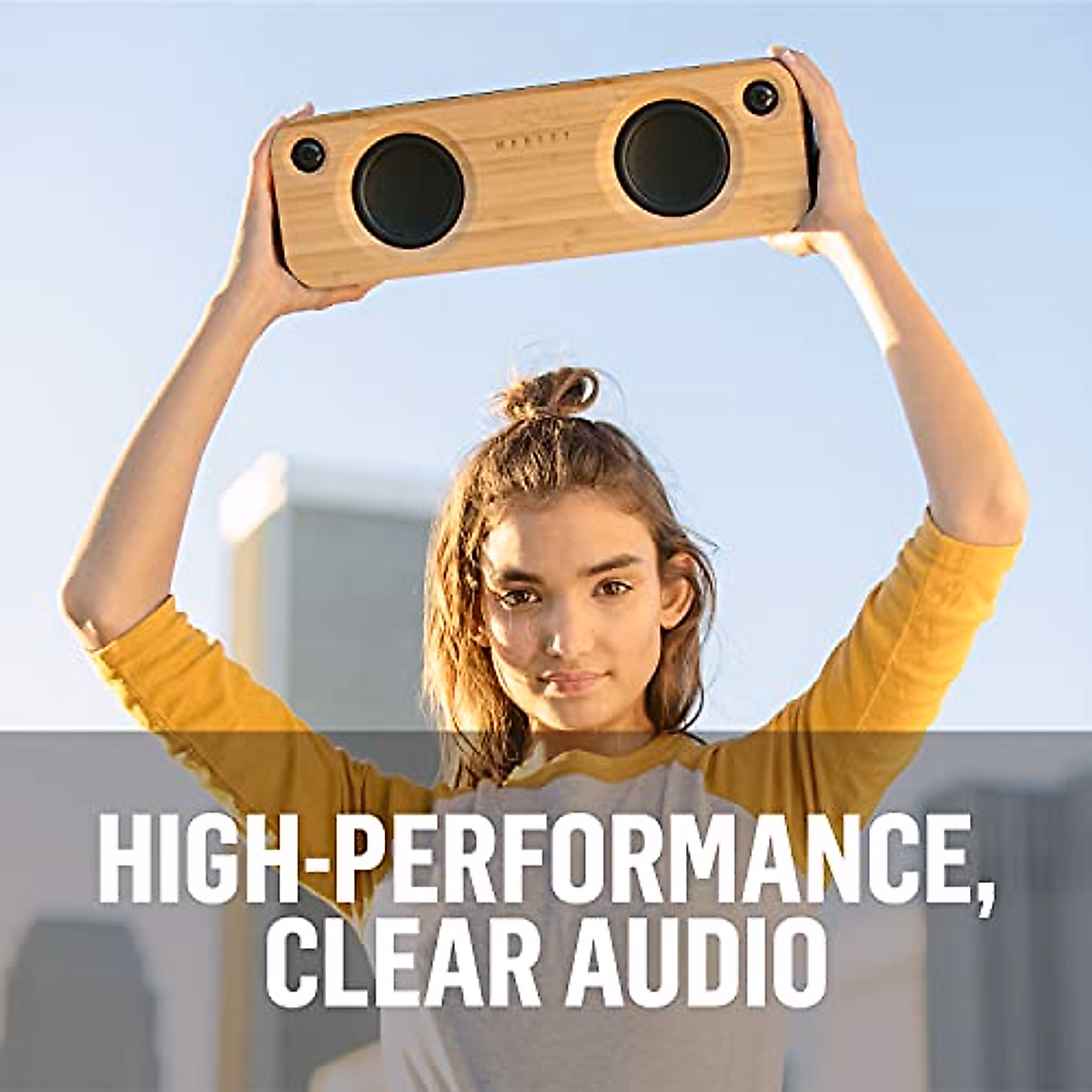 House of Marley Get Together: Portable Speaker with Wireless Bluetooth Connectivity, 8 Hours of Indoor/Outdoor Playtime, and Sustainable Materials, Signature Black