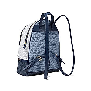 Michael Kors Women's Rhea Zip Medium Backpack, Navy/White/Light Blue, OneSize