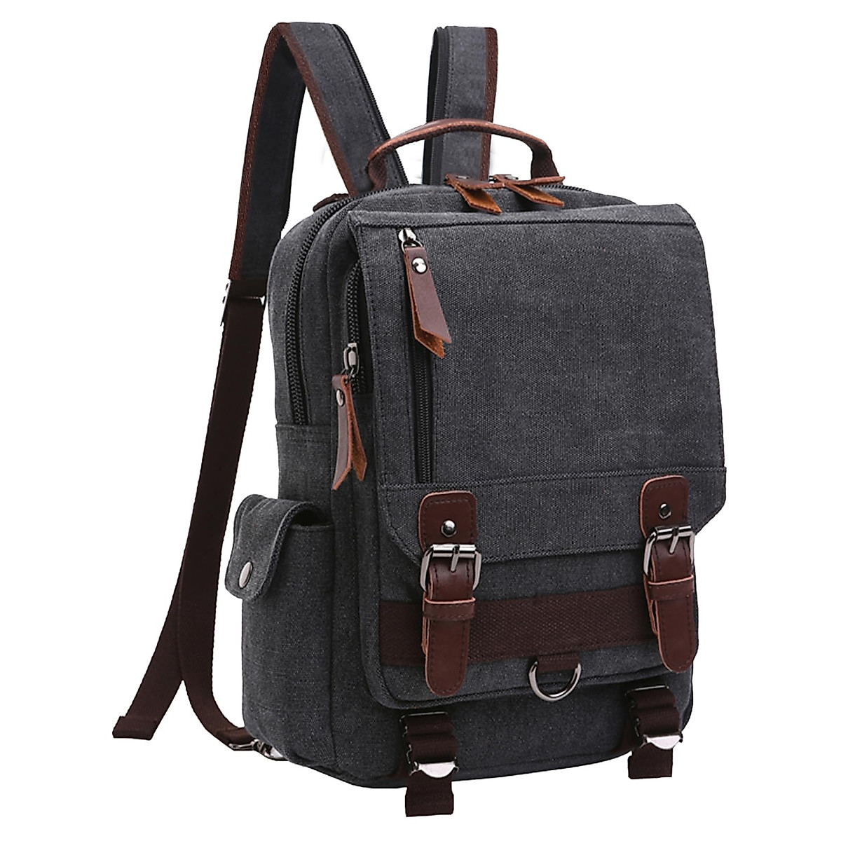 mygreen Sling Canvas Cross Body Messenger Bag Shoulder Backpack (Black-Zipper Shoulder)