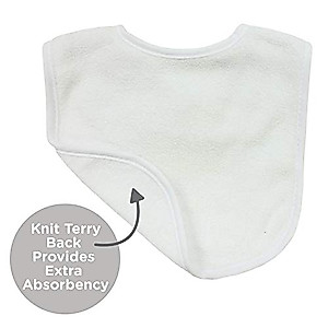 Neat Solutions 2-Ply Knit Terry Solid Color Feeder Bibs in White - 20 Pack