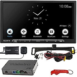 Sony XAV-AX4000 7" 2-DIN Car Stereo with Maestro Module, Backup Camera & SiriusXM Tuner Deluxe Bundle. Wired + Wireless Android Auto, Wireless Apple CarPlay, Bluetooth, AM/FM Radio, 5 Preamp Outputs