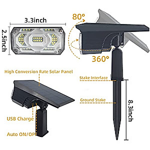 VERCIFO Solar Spot Lights Outdoor, 46LED Bright Solar Spotlight, IP65 Waterproof Solar Landscape Lights, Auto On/Off 3 Brightness Modes Solar Outdoor Lights for Garden Walkway 2 Pack Cold White