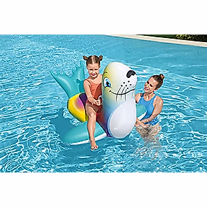 Bestway Seal Pool Float, Kids Inflatable Ride-On with Handles, Swimming Pool and Beach Toy