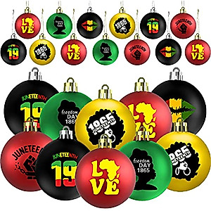 24 Pieces Juneteenth Hanging Balls Ornament Black History Month Ball Decor Juneteenth Hanging Tree Decor for African American Festival Holiday Party Decorations