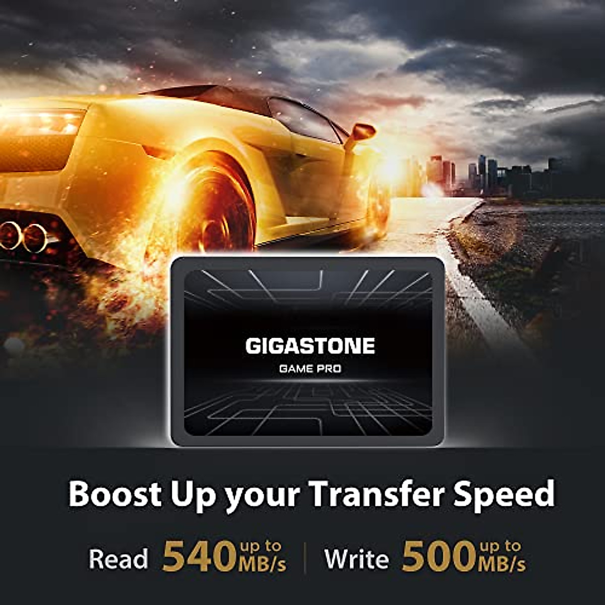 Gigastone SATA SSD 1TB SSD 2.5 Game Pro 3D NAND Internal SSD SLC Cache Boost Speed 540MB/s, Internal Solid State Drives Upgrade Storage for PC PS4 Laptop SSD Hard Drives SATA III 6Gb/s 2.5”/7mm