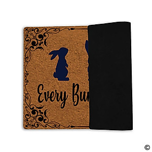 MsMr Funny Door Mat Entrance Floor Mat Every Bunny Welcome Non-Slip Doormat Welcome Mat 23.6 inch by 15.7 inch Machine Washable Non-Woven Fabric