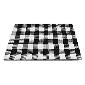 SPUNKER Doormat Checkered and Black Plaid Squares Tartan Door Welcome Mat Vintage Rustic Yard Non Slip Seasonal Home Decoration Indoor Outdoor 17 X 30 Inch